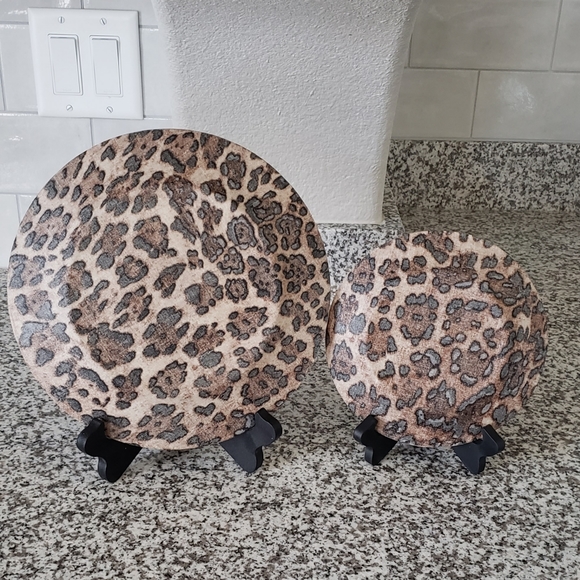Other | Set Of 2 Leopard Print Brownblack Fabric Plate | Poshmark